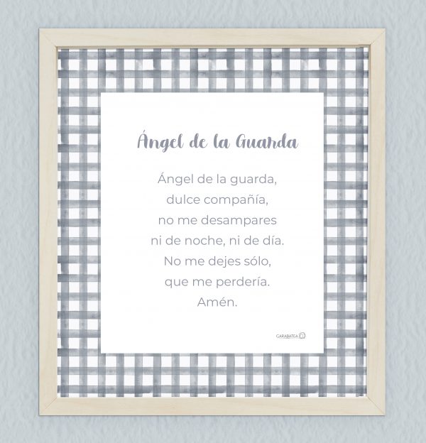 Lámina Oración Ángel de la guarda – celeste – Garabatea design