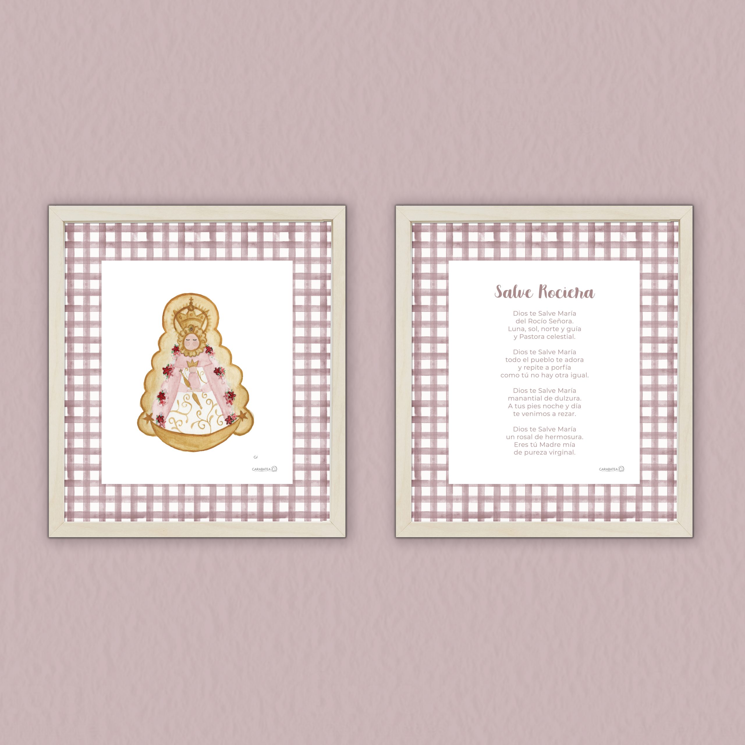 Lámina Virgencita del Rocío – rosa – Garabatea design