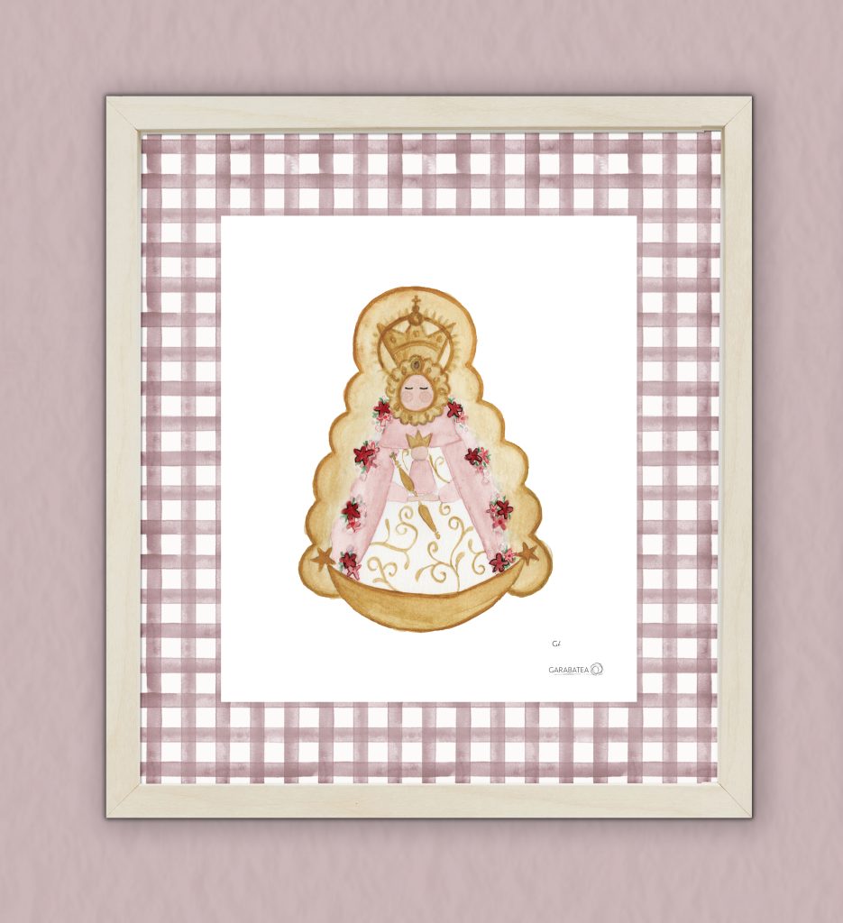 Lámina Virgencita del Rocío – rosa – Garabatea design