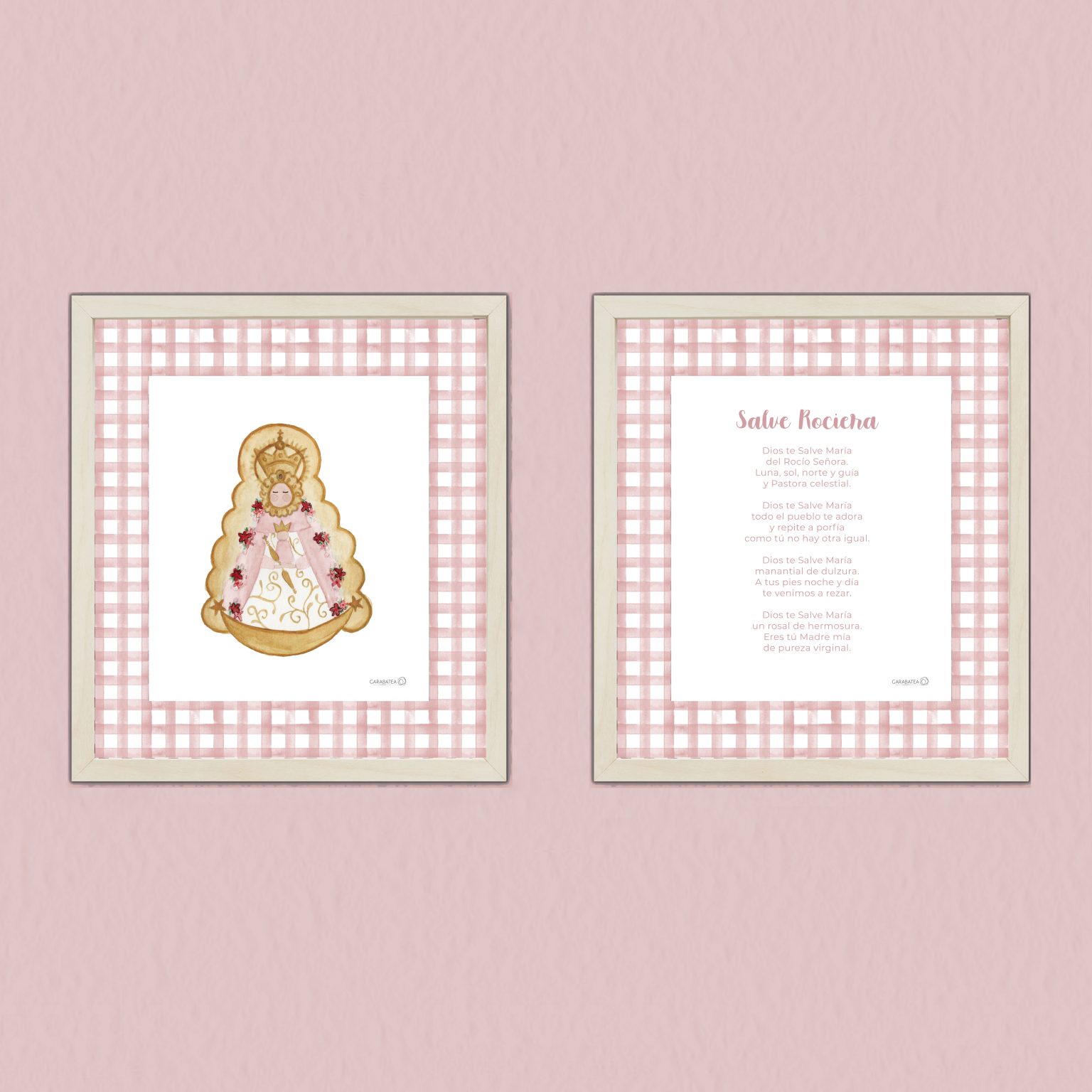 Lámina Virgencita del Rocío – rosa – Garabatea design