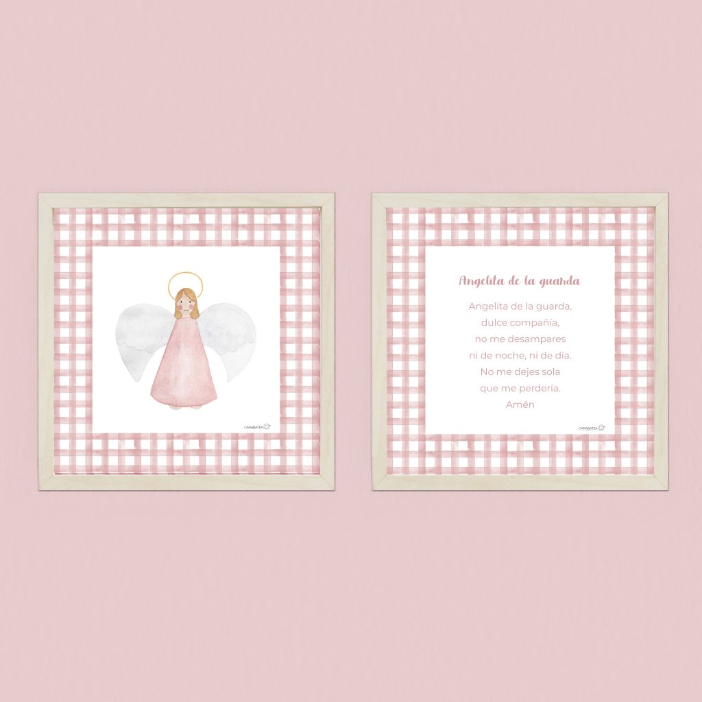 Oración Angelita de la guarda – rosa – Garabatea design